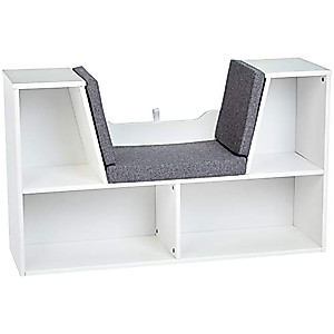Amazon Basics Kids Bookcase with Reading Nook and 7 Storage Shelves, White, 40.1"L x 11.8"W x 24"H
