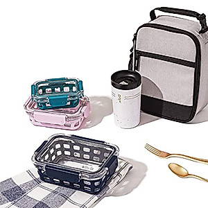 Ello Duraglass Meal Prep Container, 5 cup- Glass Food Storage Container with Silicone Sleeve and Airtight BPA-Free Plastic Lid, Dishwasher, Microwave, and Freezer Safe, Midnight