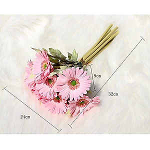 Qingriver 1 Bouquet(7 Stems) PU Gerbera Jamesonii African Daisy Artificial Flowers for Home Garden Wedding Party Decor (Orange&Yellow)