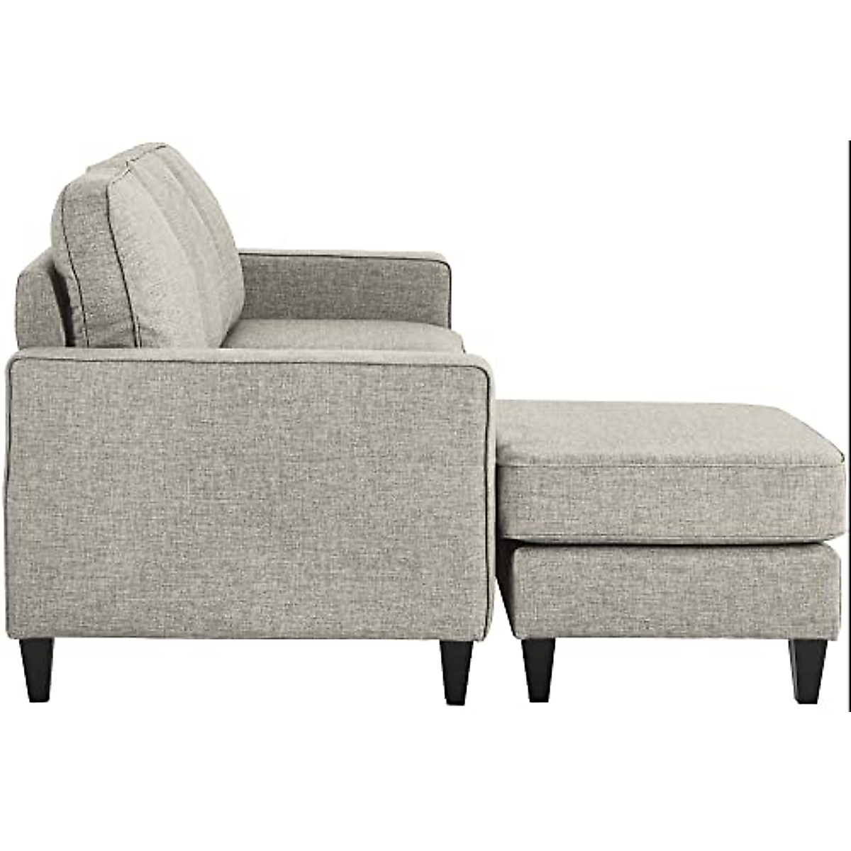 Serta Harmon Reversible Sectional Sofa, Modern L-Shaped Couch for Small Spaces, Soft Fabric Upholstery, Square Arm, Light Gray