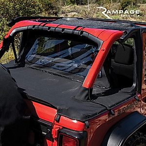 Rampage Windbreaker | Vinyl, Black Diamond Color with Clear Windows | 990035 | Fits 2007 - 2018 Jeep Wrangler JK 2-Door & 4-Door