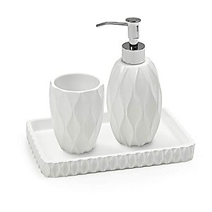 Roselli Trading Company Wave Bath Accessory Set, White