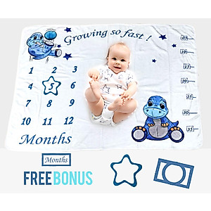 Cozy Bump Dinosaur nursery decor Baby Blanket That’s a Baby Milestone Blanket - Dinosaur milestone blanket