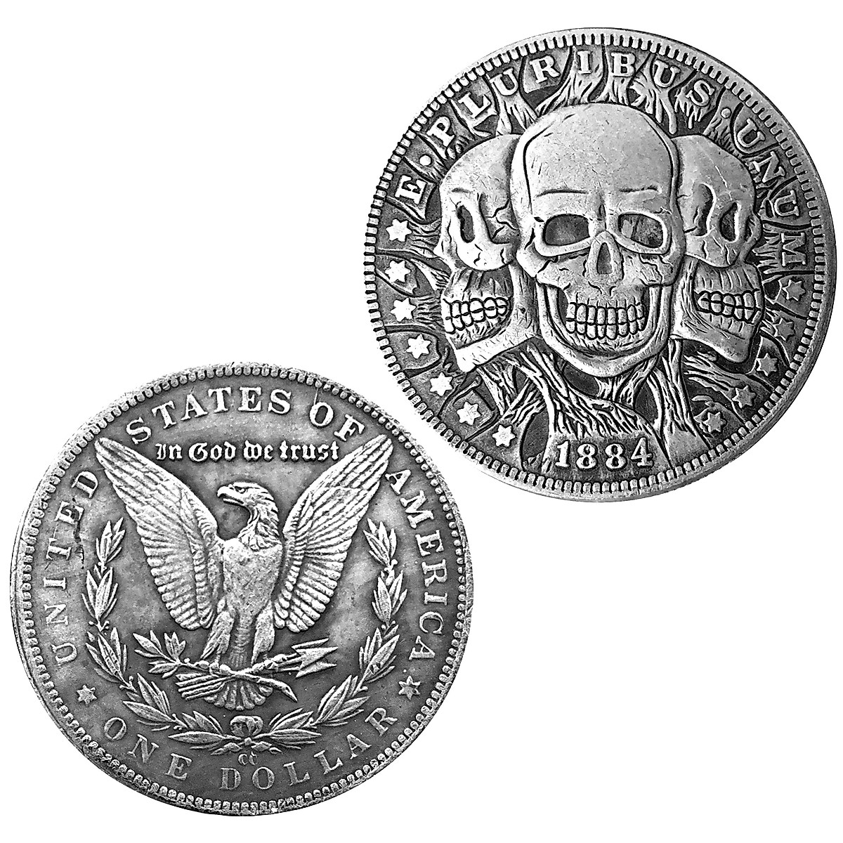 Three Faces of Death Novelty Heads Tails Good Luck Token Commemorative Coin