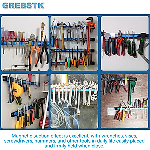 GREBSTK 18 IN Magnetic Tool Holder Strip Heavy Duty Magnetic Tool Bar Metal Tool Organizer Rack with Mounting Screws, 4PCS