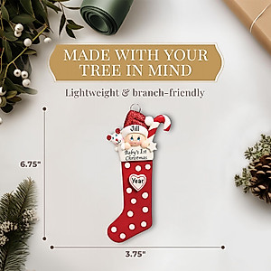 Personalized Baby Ornament 2024 – Fast & Free 24h Customization – Baby First Christmas Ornament for Tree – Custom Gift Wrapped Red Baby 1st Christmas Stocking Keepsake for Newborns
