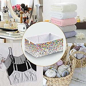 Colorful Confetti 11 inch Cube Storage Bins (Pack of 1), Foldable Cubby Organizer Bin for Closet, Clothes and Toys, with Handles Basket Bin