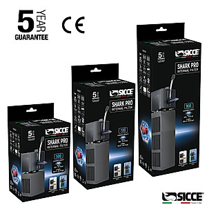 Sicce Shark PRO 900 Internal Aquarium Filter 240 GPH Submersible | Up to 70 Gallons | in-Tank Freshwater and Saltwater Application with Three Removable Filter Cartridges | Fish Tank Turtle Terrarium