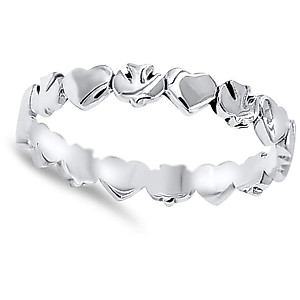 Eternity Heart Dove Christian Stackable Ring 925 Sterling Silver Band Size 6