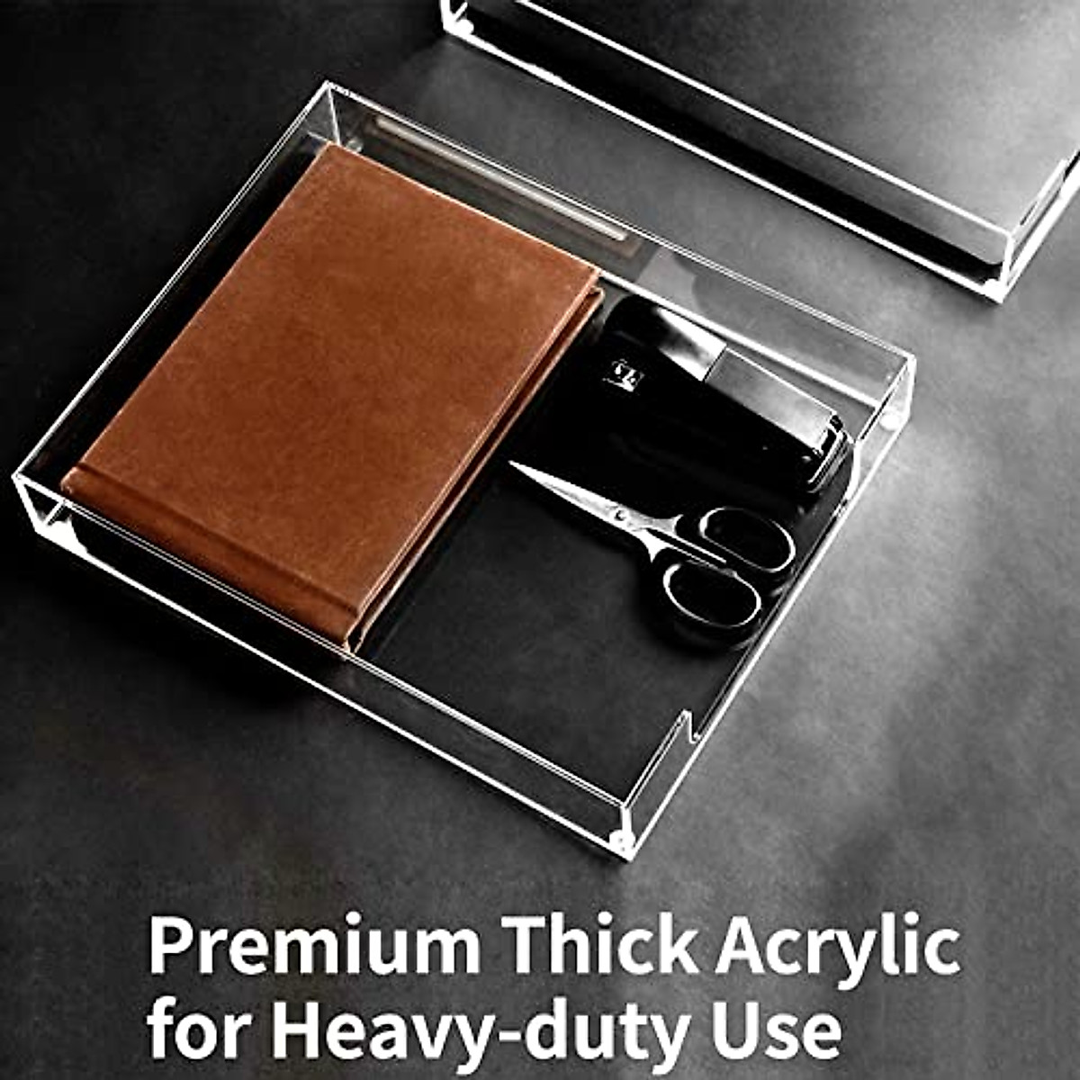 2 Pack Paper Tray Acrylic Desk Organizer Letter Trays Desk Tray Document Tray File Holder Tray Plastic Inbox Tray for Acrylic Desk Accessories-Magazines-Notebooks-Folders-Stationery,Clear Supports