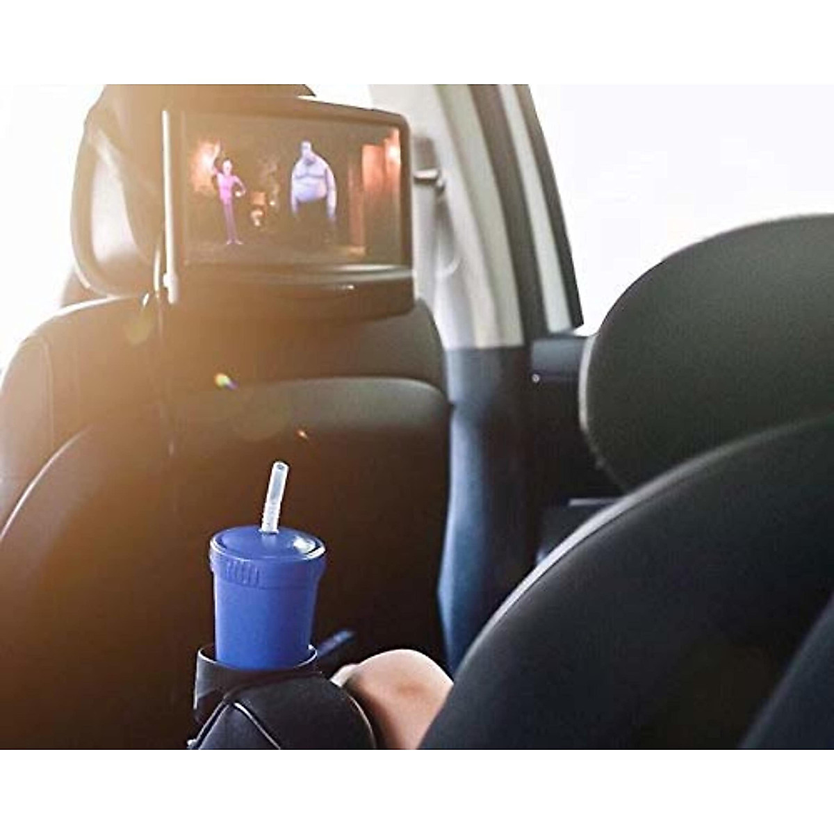 Re-Play Made in USA 2pk Straw Cups with Reversible Straws | Eco Friendly Recycled HDPE Cup Base - Virtually Indestructible | Bright Pink, Orange