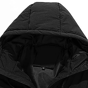 Puffy Jackets Men and Heating Temperature Three Control 5- Coat Hooded Gear Coat Charging Women Men USB Men's Black