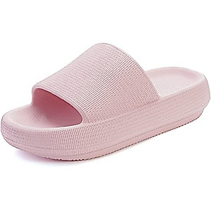 BRONAX Slides for Women Foam Soft Open Toe EVA Home Shower Bathroom Pillow Slippers House Sandals for Ladies Comfy Cushioned Thick Sole 42-43 Pink