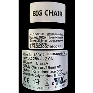 Mulin Electric Power Recliner Motor Replacement with Cord Model ML18-055 Linear Actuator for Sofa Lift Chair Couch Massage Seat Bed, Black