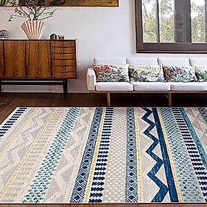 Rugshop Sky Collection Contemporary Bohemian Design Area Rug 5' x 7' Blue