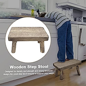Adult Wooden Step Stool - Very Sturdy, Great Kids Step Stool Perfect for High Beds, Reach High Places in Kitchen, Bathroom, Closet, Sink, Lightweight (14.17x10.63x7.48inch)
