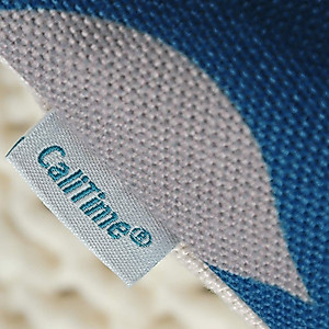 CaliTime Canvas Throw Pillow Cover Case for Couch Sofa Home Decoration Floral Cartoon Shadow Bird Silhouette 18 X 18 Inches Deep Sea Blue Ground Grey Bird