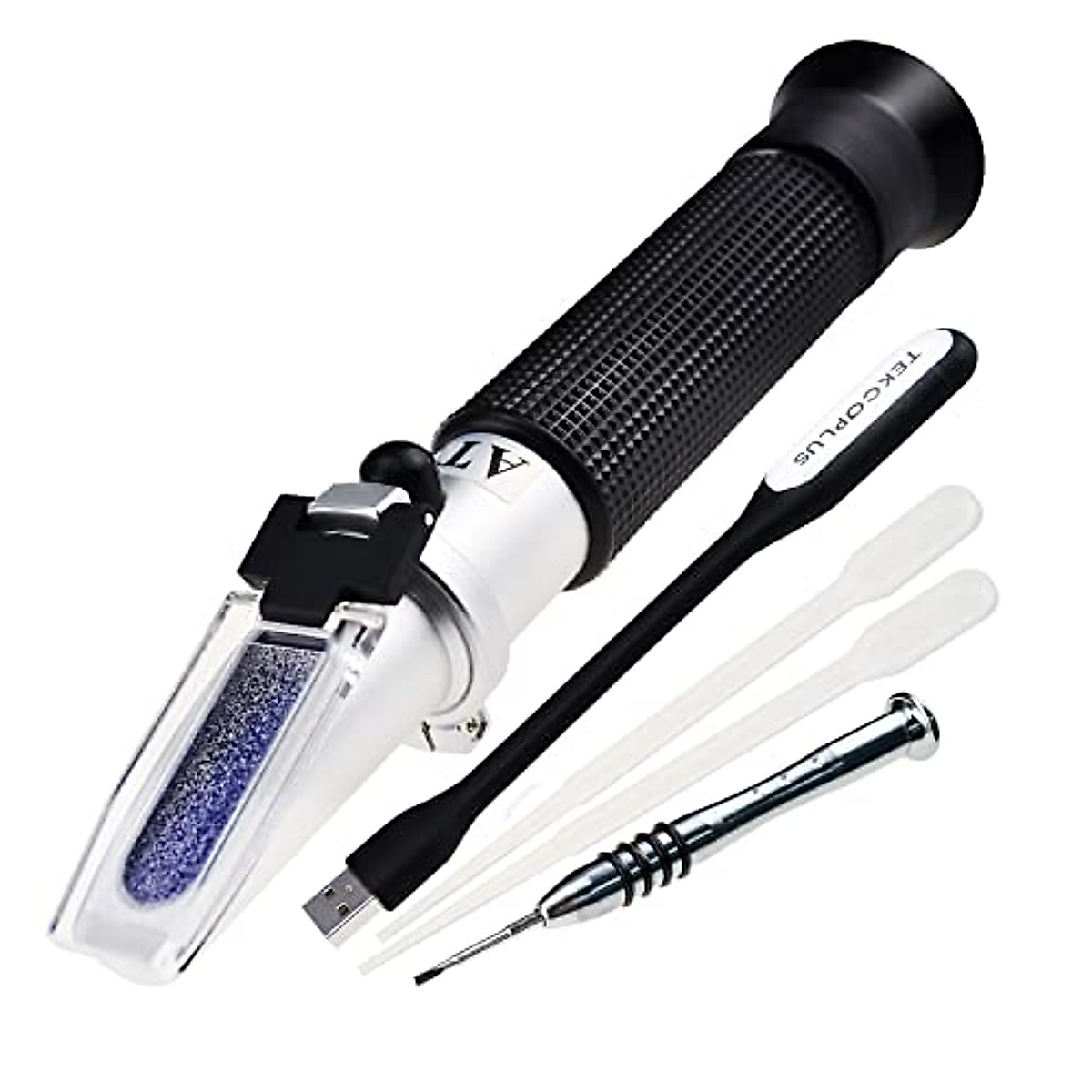 0-10% Brix Refractometer for Testing Sugar Content Maple sap Syrup, Low-Concentrated Sugar Solutions, Tea, Portable Hand Held Sugar Content Measurement with ATC Function and LED Light, pipettes