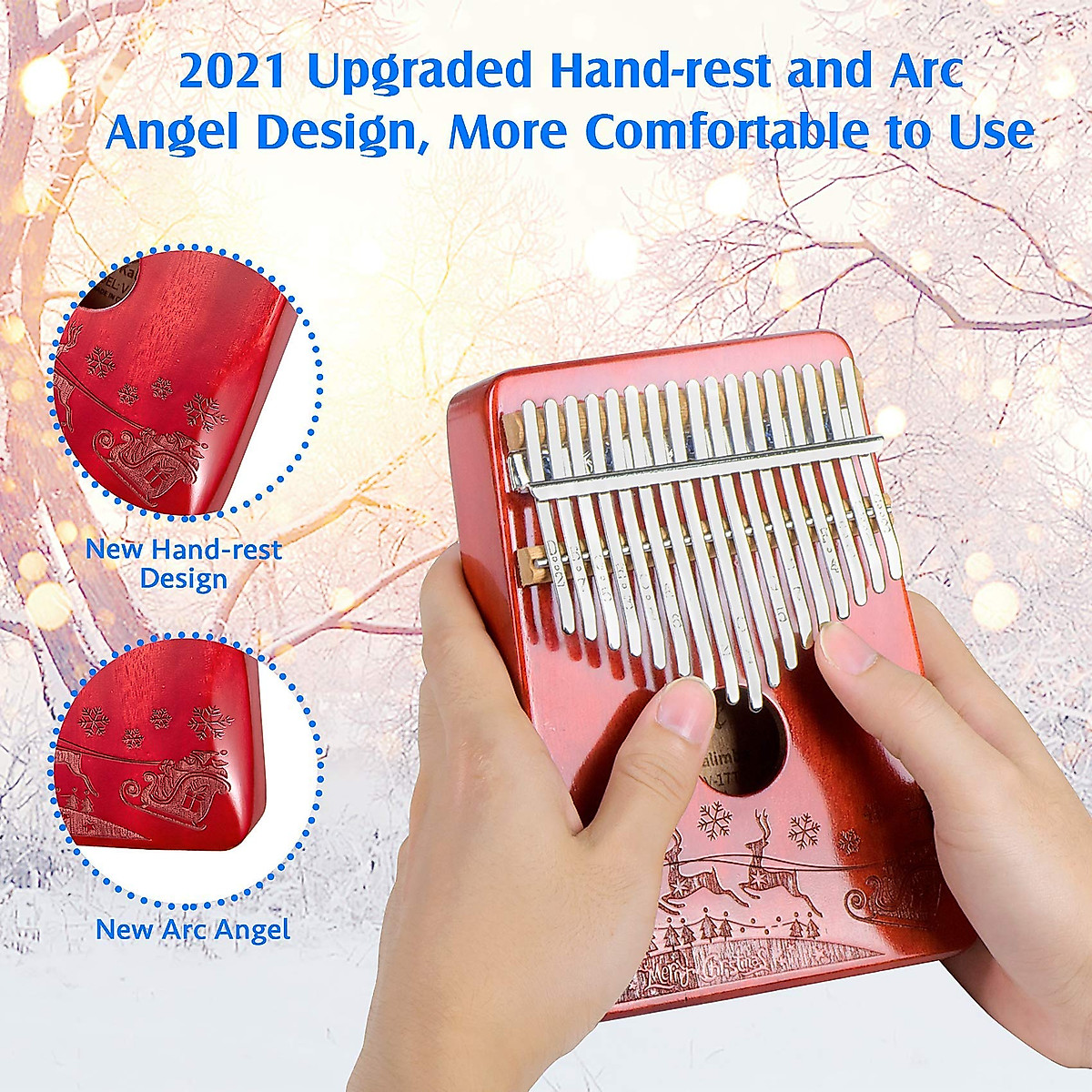 Velje 17 Keys Thumb Piano with Waterproof Protective Box, Portable Mahogany Kalimba with Hand-Rest Design, Perfect Gifts for Kids, Adult/Beginners