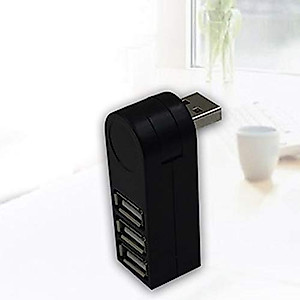 Acamifashion Mini Hub 3 Port 90 Degree USB 2.0 Data Hub Portable Rotating Splitter Adapter Hub for HDD Notebook Mac Black