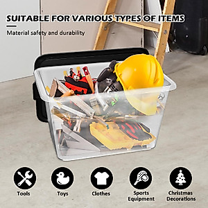 SIMPLYKLEEN 14.5-gal. Reusable Stacking Plastic Storage Containers with Lids, Aquamarine/Clear (Pack of 4)