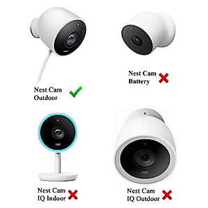 Silicone Skin Case Cover with Dual Layer Sunshade Design (Clear Night Vision) Compatible with Nest Cam Outdoor Wired (1st Generation), Offer Sun Glare UV Weather Protection - White