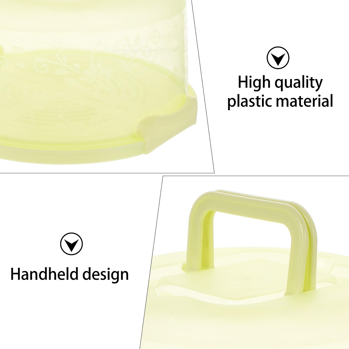 VOSAREA Food Containers Plastic Cake Carrier with Lid and Handle Round Cupcake Box Dessert Carrying Box Transport Cake Holder Tray Container with Dome Cover Green Decorative Tray