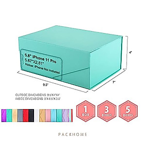 PACKHOME Gift Box 9x6.5x3.8 Inches, Bridesmaid Box, Rectangle Collapsible Box with Magnetic Lid for Gift Packaging (Matte Turquoise, Grain Texture)
