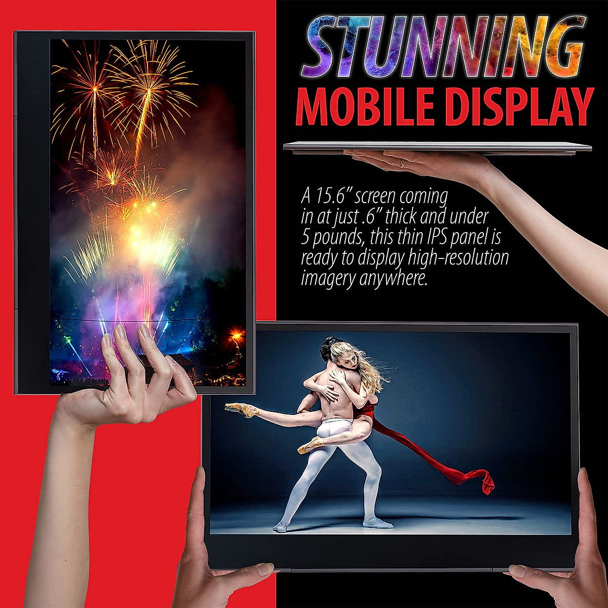 Deco Gear 15.6" 1920x1080 Portable Monitor, 60Hz, Touchscreen with 1-YR CPS Enhanced Protection Pack Bundle