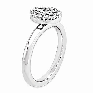 Sterling Silver Stackable 1/8Ctw HI/I3 Diamond 9mm Peace Sign Ring Sz9