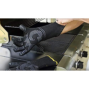 Heat Resistant Gloves - 480℉ Grilling Gloves For Fireplace - Barbeque Accessories For Kitchen - BBQ Gloves - Oven Mitt For Oven, 1 Pair, Dupont Nomex Heat Fiber is Made In USA