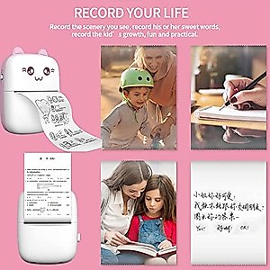 KGG Portable Mini Printer Pocket Wireless Bluetooth Thermal Printers with 9 Rolls Printing Paper for Photo Receipt Label Memo Wrong Question Notes QR Code Inkless Printing with iOS Android APP Pink