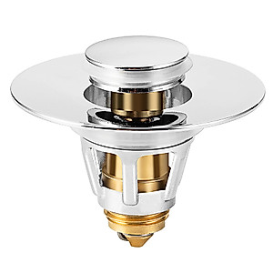 Drifop Universal Bathroom Sink Stopper, Basin Pop-up Sink Drain Strainer, Bathroom Sink Plug with Stainless Steel Hair Catcher for 1.1-1.5 Inch Drain(1 PCS, Silver)