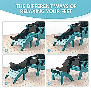 Cecarol Folding Adirondack Ottoman for Adirondack Chair, Folding Easily Adirondack Footstool Without Assembly, Ottoman for Outdoor Porch, Yard, Garden, Blue-ACO01