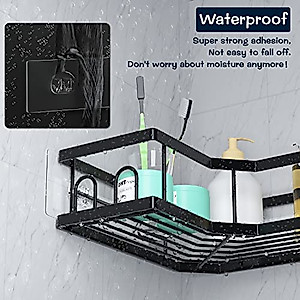 AKTECKE Shower Caddy Adhesive Replacement, No Drilling Transparent Adhesive Wall Hooks for Corner Shower Organizer, Waterproof Adhesive Strips for Bathroom Storage Shelf