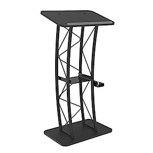 FixtureDisplays® Curved Podium, Truss Metal/Wood Pulpit Lectern with A Cup Holder 11568-H