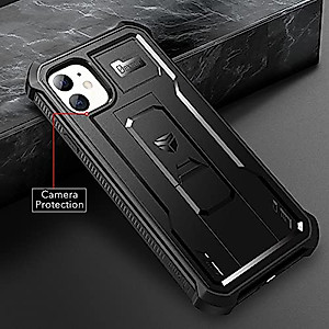 Dexnor for iPhone 11 Case, [Built in Screen Protector and Kickstand] Heavy Duty Military Grade Protection Shockproof Protective Cover for iPhone 11, 6.1 inch Dark Black