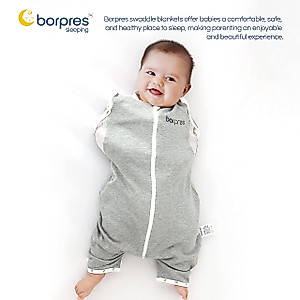 BORPRES Baby Swaddle,Infant and Newborn（Baby） Swaddle with 2 in 1 Transitional System,Ultra Breathable and Snuggly Sleeping Bag,Enhanced Comfort and Improved Sleep,3-9 Months,Hemp Gray