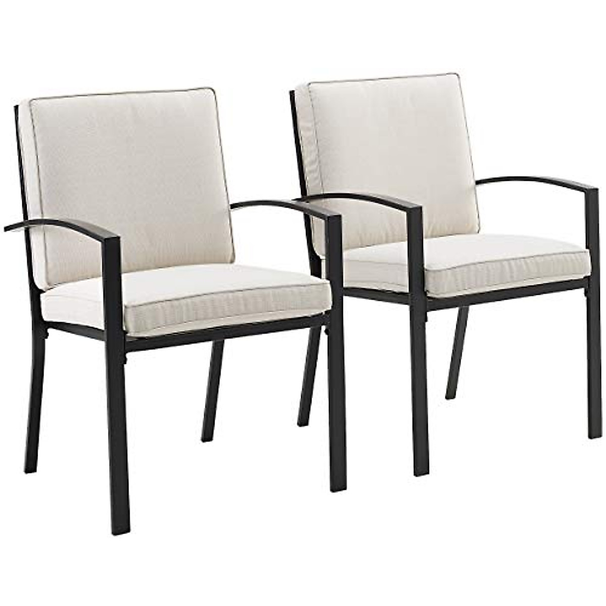 Crosley Furniture KO60025BZ-OL Kaplan Outdoor Metal Dining Chairs, Set of 2, Oiled Bronze with Oatmeal Cushions