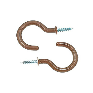 Kinteshun Cup Ceiling Hooks,Medium Size Vinyl Coated Screw-in Open Hooks Hangers(50pcs,1.25 inches,Brown)