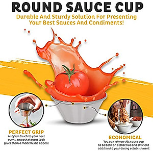 C&S Event Supply Co. 2.5oz Ramekins - Commercial Grade Silver Stainless Steel Sauce Cups, Round Small Bowls for Dipping Sauce Cup & Portion Control - Ideal for Au Jus, Condiments, Dips - Set of 12