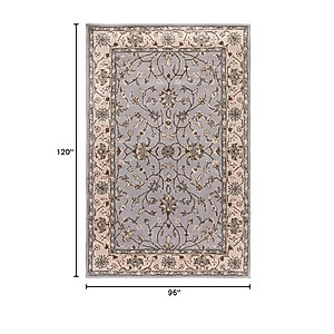 SAFAVIEH Heritage Collection Area Rug - 8' x 10', Beige & Grey, Handmade Traditional Oriental Wool, Ideal for High Traffic Areas in Living Room, Bedroom (HG862A)