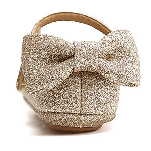 Felix & Flora Gold Baby Shoes Girl 12-18 Months - Infant Baby Walking Shoes Moccasinss Rubber Sole Crib Shoes(Gold,12-18 Months)