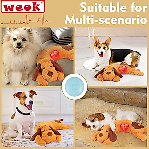 WEOK Heartbeat Puppy Toy - Comfort Cuddler Pillow, Dog Anxiety Relief Calming Aid,Heartbeat Stuffed Toy for Dogs,Puppy Heartbeat Toy Sleep Aid,Dog Heartbeat Toy for Pet