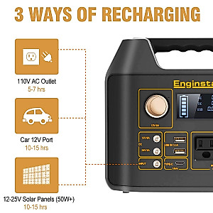 EnginStar Solar Generator 300W, 100W Solar Panel, Carry Bag, 80,000mAh Portable Power Bank with AC Outlet for Outdoors Camping Emergency Use