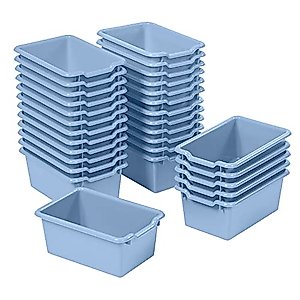 ECR4Kids Scoop Front Storage Bin, Multipurpose Organization, Powder Blue, 30-Piece
