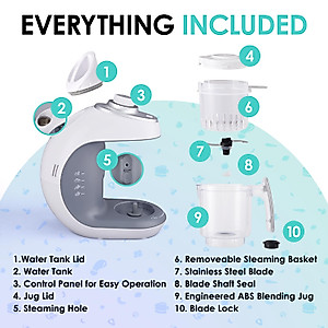 Lil’ Jumbl Baby Food Maker - 2-in-1 Steamer & Puree Blender with Timer, One-Press Processor & Auto Shutoff - Cook & Steam Fruits, Veggies & Other Healthy Homemade Infant & Toddler Meals in Minutes