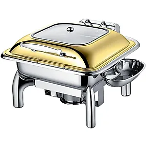 FLTRGO 6 L Chafing Dish Set, Stainless Steel Buffet Server Warming Tray with Water Pan & Fuel Holders, for Restaurant Catering Parties Weddings Picnics Food Warmer