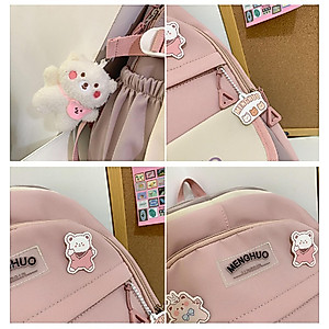 Tenbip Kawaii Backpack Cute Backpack Aesthetic Backpack Preppy Backpack Kawaii School Supplies with Bear Accessories (White)…