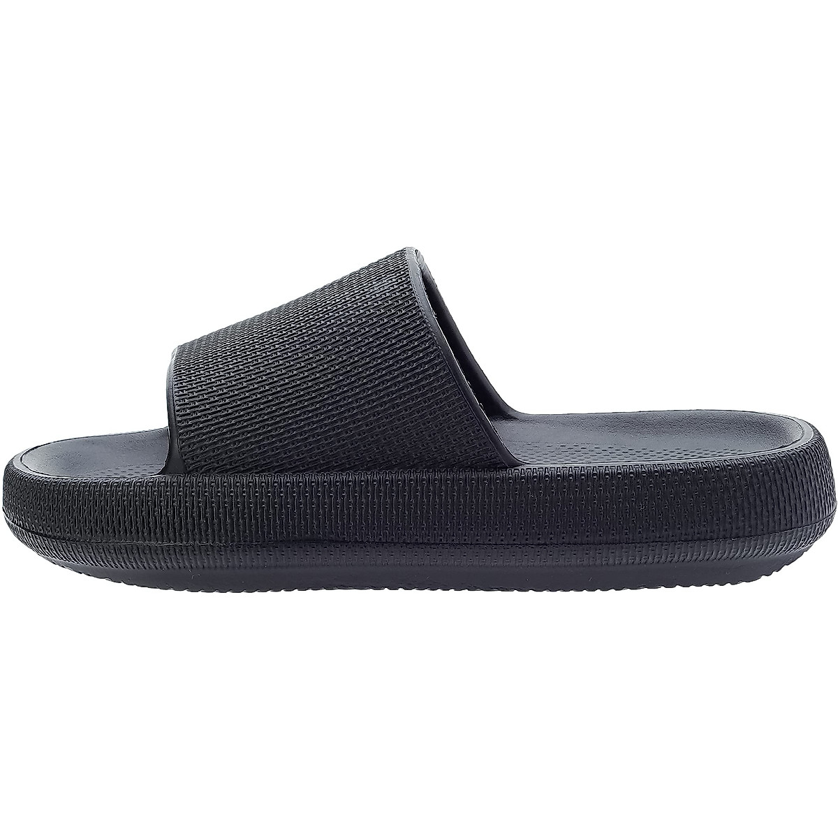 BRONAX Unisex House Slides for Women and Men Size 9 Indoor Pillow Slippers Sandals Sandles for Female Comfy Cushioning Thick Sole 40-41 Black